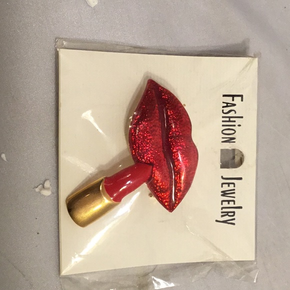 Jewelry | Fashion Jewelry Red Lip Pin | Poshmark